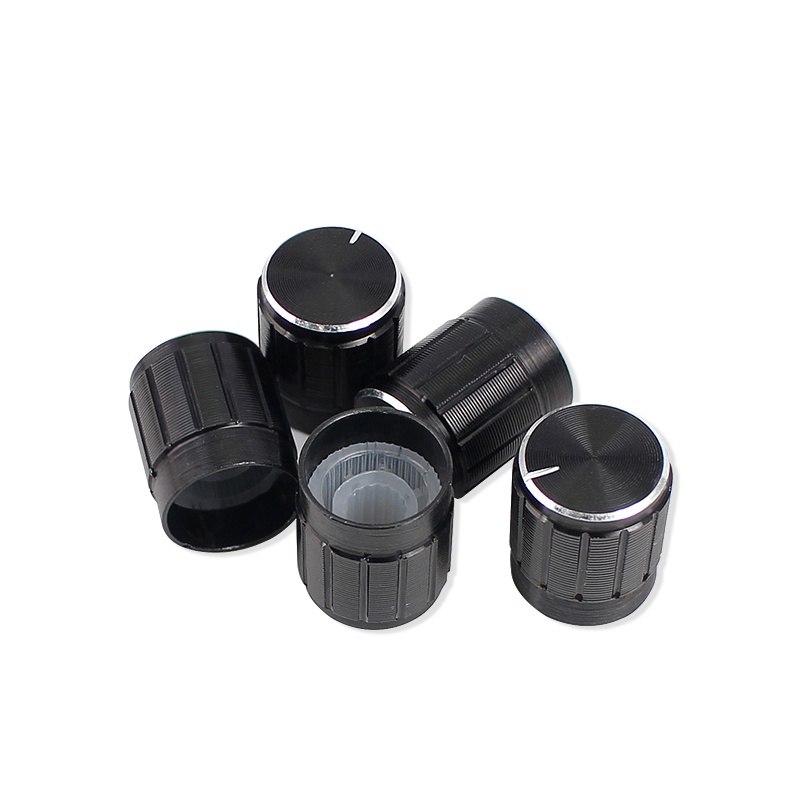 10Pcs/5Pcs Potentiometer Knobs Caps Black Silver Gold Diameter 15x17mm Hole 6mm Knurled Shaft ...