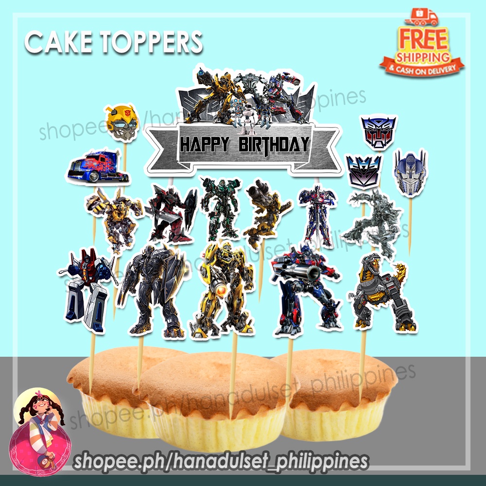 Transformers CakeTopper [set] | Happy birthday | Transformers cup cake ...