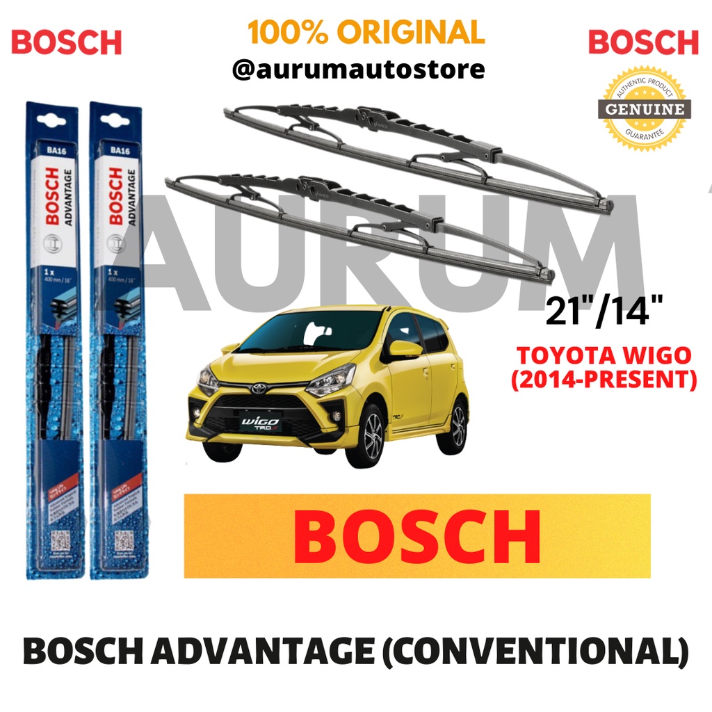 Bosch Advantage Wiper Blade set for Toyota Wigo 2014-Present (21/14 ...
