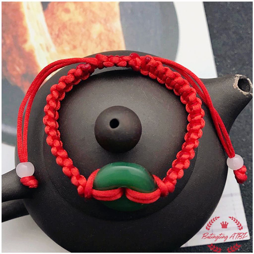 Hand Woven Imitation Green Jade Safety Buckle Red String Bracelet ...