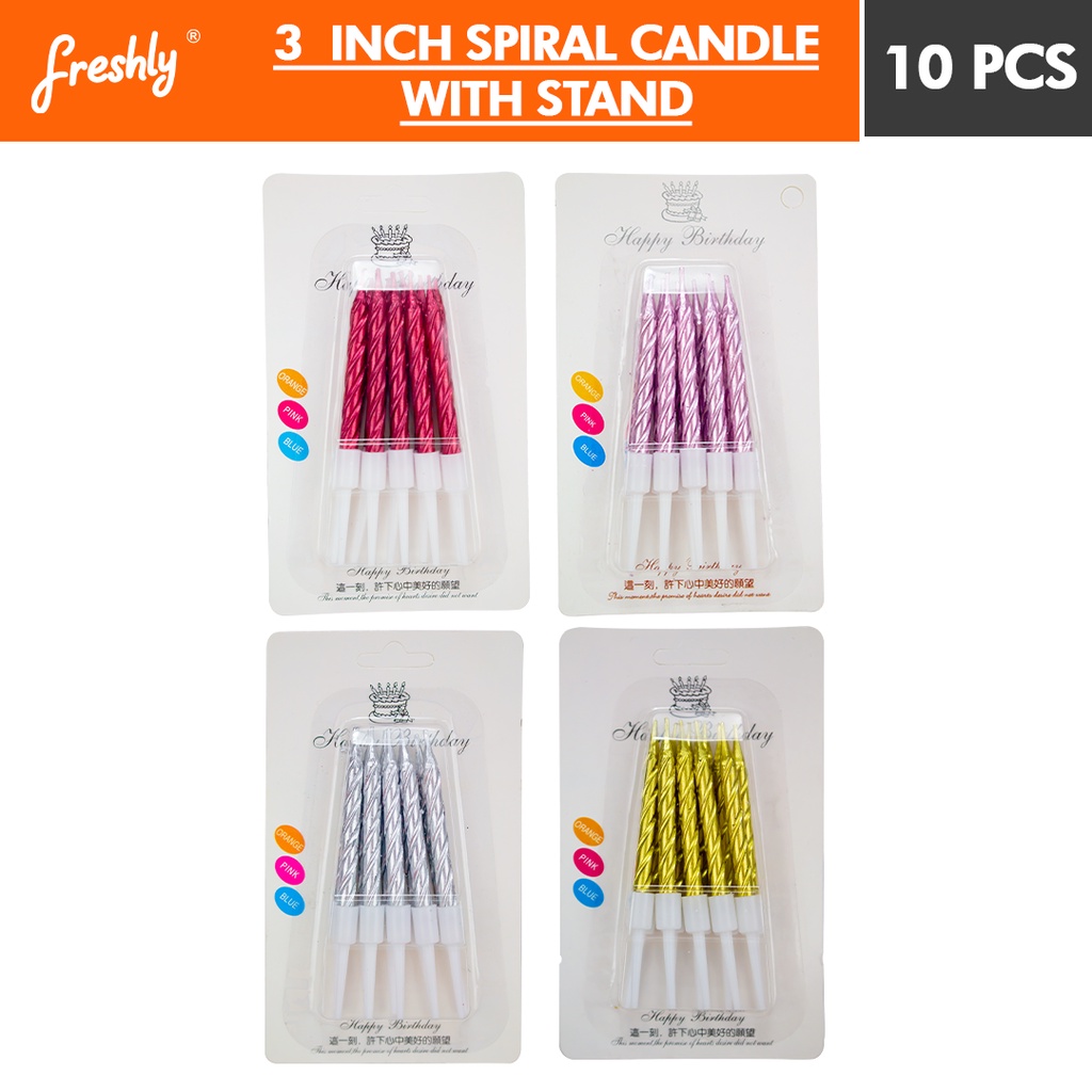 3 Inch Spiral Birthday Candle with Stand 10 pcs | Shopee Philippines
