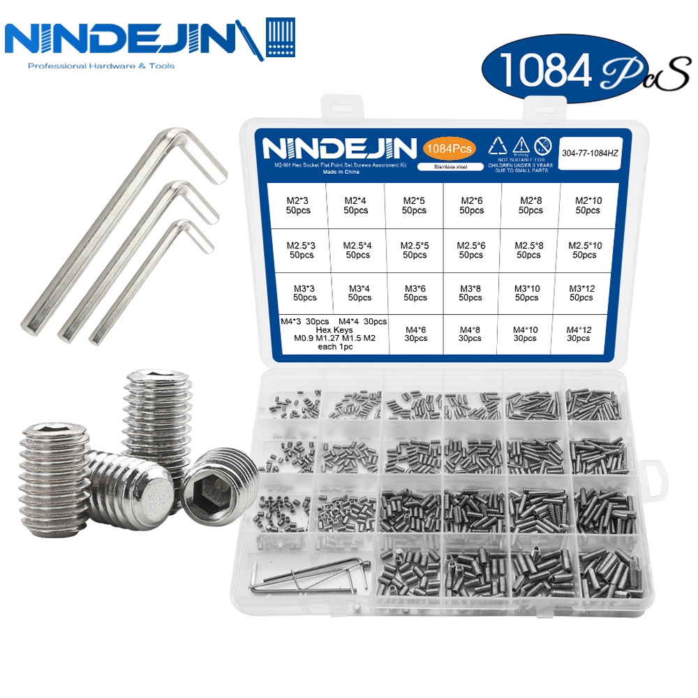 NINDEJIN Flat Point Set Screw M2-M10 Stainless Steel Hexagon Socket ... NINDEJIN Flat Point Set Screw M2-M10 Stainless Steel Hexagon Socket ...