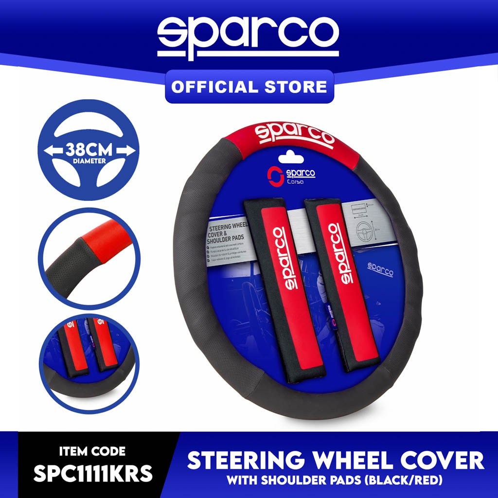 Sparco Steering Wheel Cover and Shoulder Pads SPC1111KRS (Black/Red ...