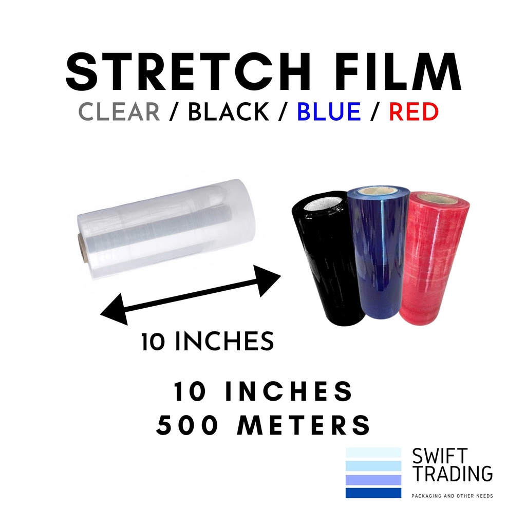 Stretch Film Clear Black Red Blue 10" x 500meters / Cling Wrap Jack ...