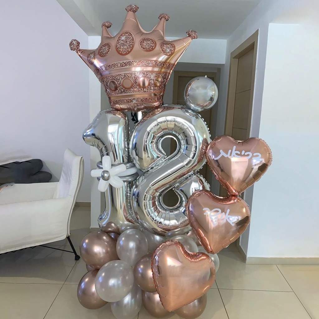 32 Inch Crown Digital Balloon with Children's Birthday Balloon for 18th ...