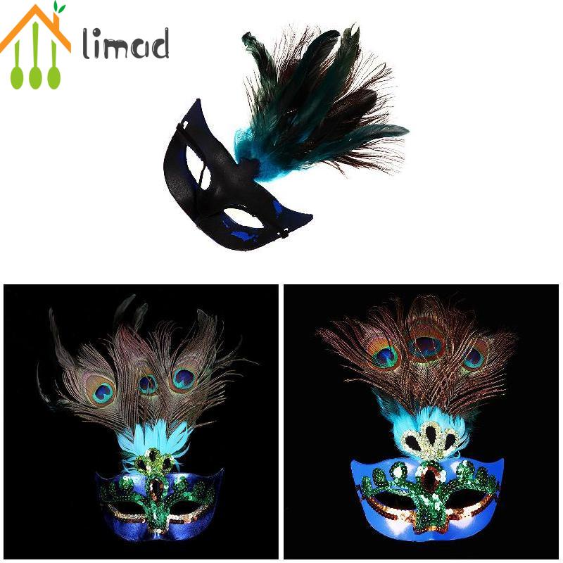 Venetian Mask Masquerade Carnival Ball Disguise Peacock Feather Mask ...