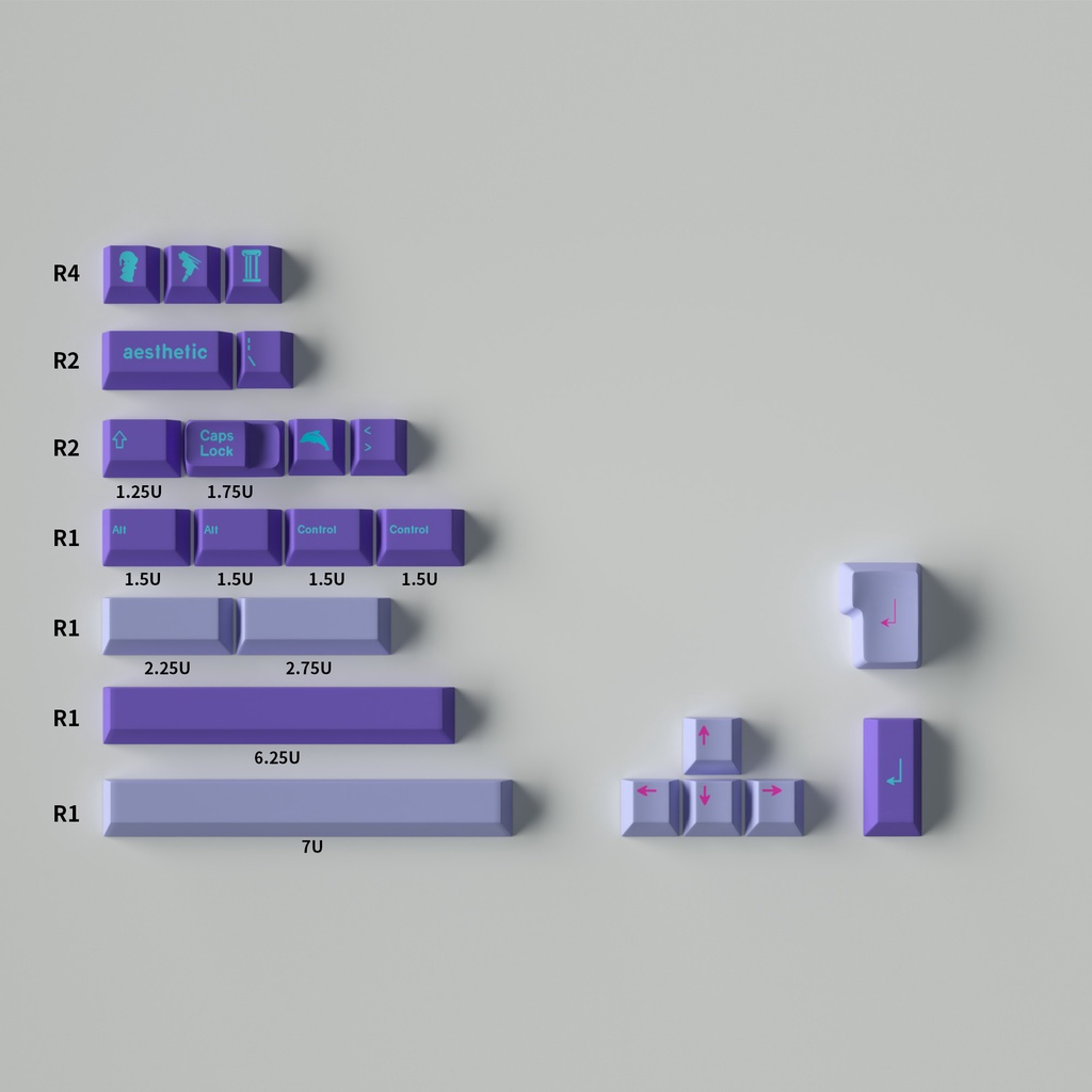 GMK Vaporwave PBT Keycap 130 Keys Cherry Profile DYE-SUB Keycaps For ...