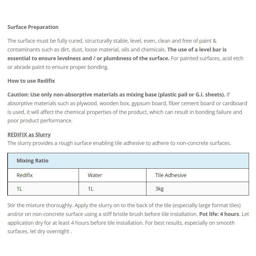 ABC Redifix Tile Adhesive Additive Modifier 4 Liters | Shopee Philippines