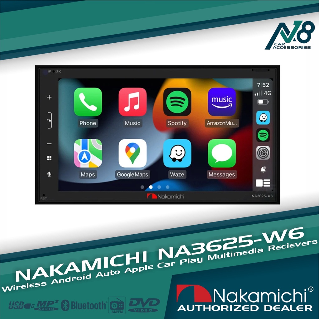 Nakamichi NA3625-W6 Wireless Android Auto, Apple Car Play, Time ...