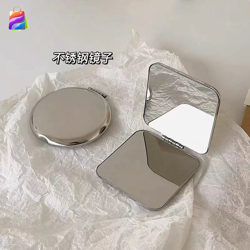 Women's foldable compact double-sided makeup mirror small mirror portable double-sided portable ...