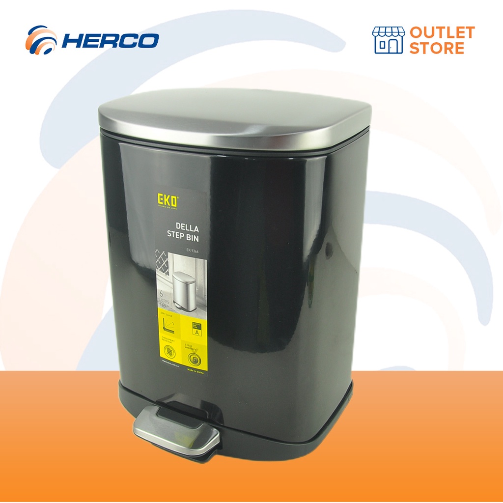 EKO 6L Della Step Bin Black #Ek9366Bl-6L (Dented) | Shopee Philippines