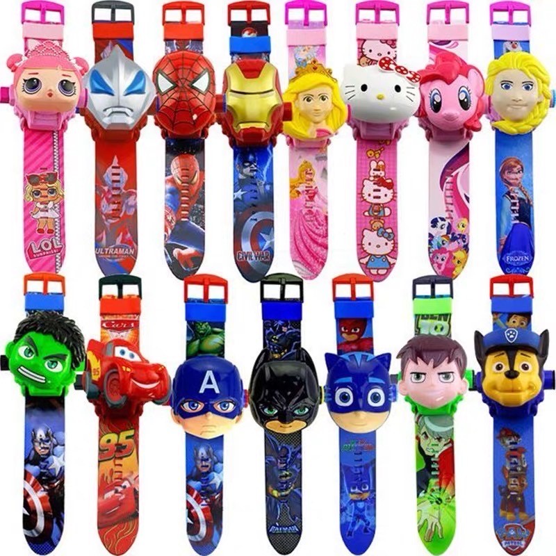 3D Light Projection Digital Watch Cartoon Pattern Children Watch ...