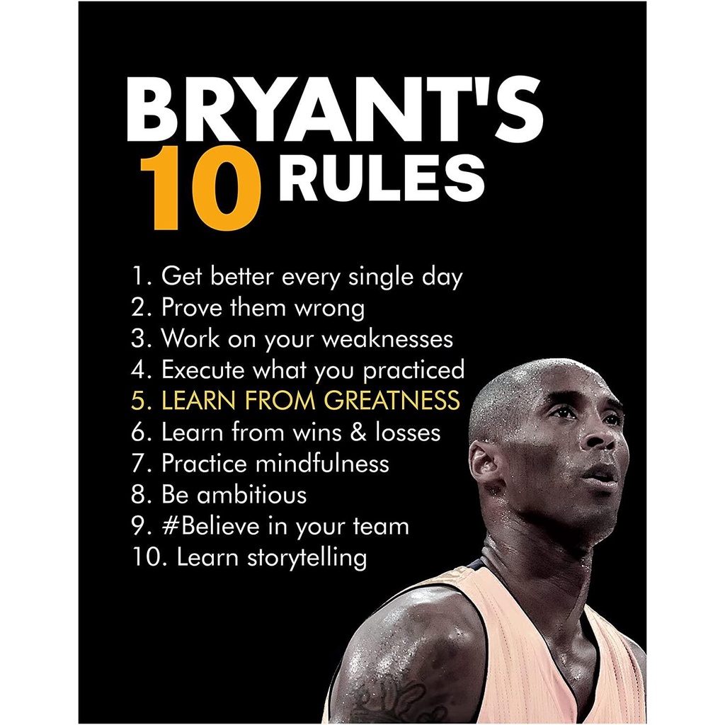 Kobe Ten Rules Inspirational Wall Art Kobe Bryant Poster Kobe ...