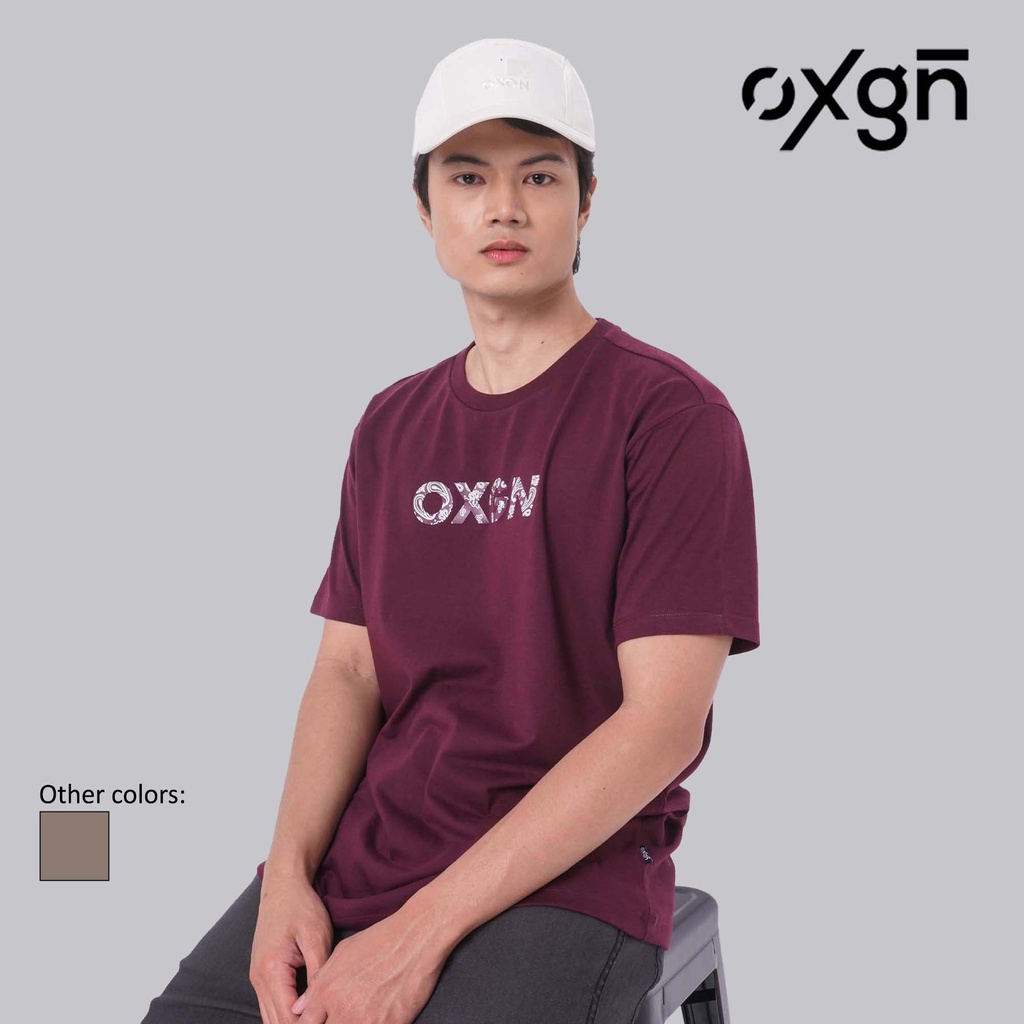 OXGN Easy Fit Graphic T-Shirt With Bandana Print Logo For Men (Maroon/Olive) | Shopee Philippines