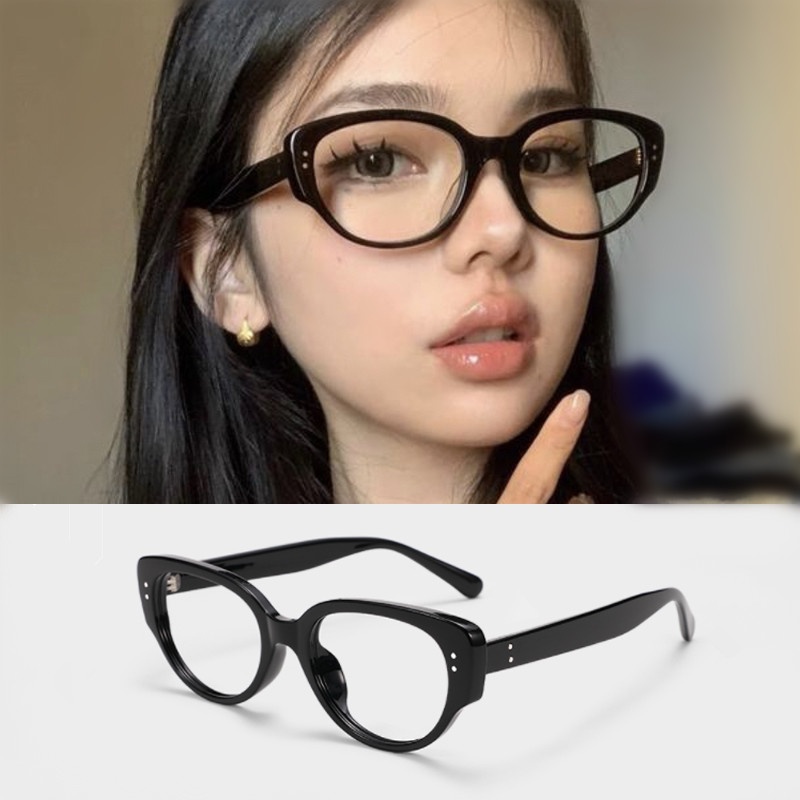 Roselife Korean Retro Black Blue Light Blocking Lens Cat Eye Eyeglasses
