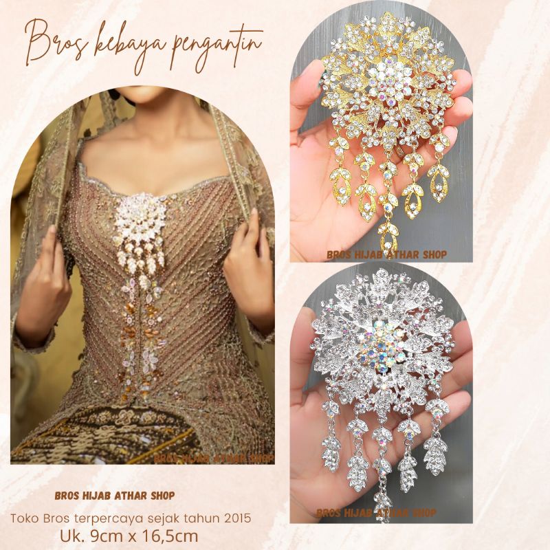 Bridal Kebaya Brooch/Big Brooch/ Juntai Flower Brooch/Jumbo Gold Silver ...