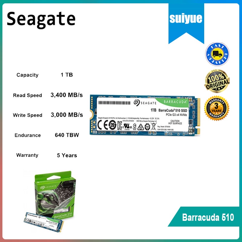 Seagate 1T BarraCuda Compute 510 m.2 2280 NVMe Internal SSD Solid State ...