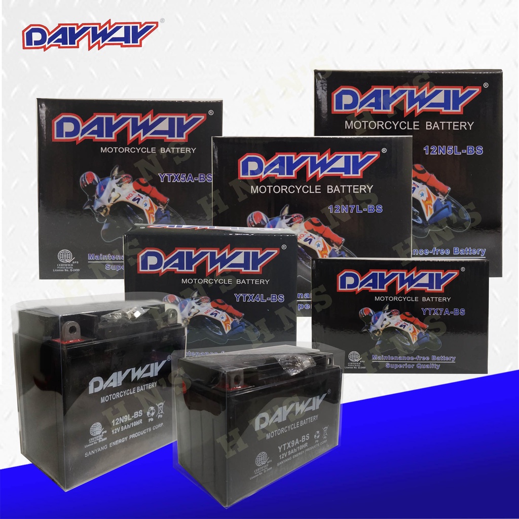 DAYWAY Battery sizes 4L 5L 3L 7L 9L Maintenance Free Motorcycle Battery | Shopee Philippines