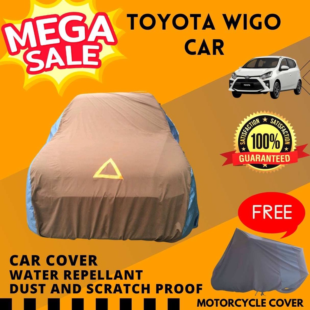 TOYOTA WIGO CAR COVER WATER REPELLANT PLUS FREE MOTOR COVER | Shopee ...