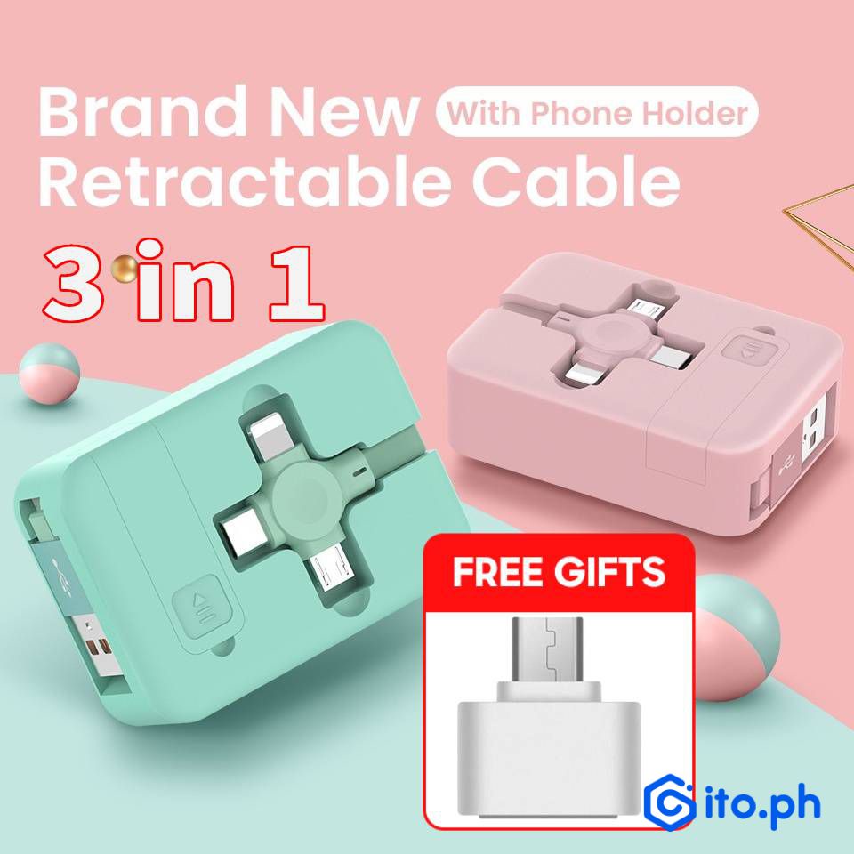 Multi Function 3 In 1 Mobile Phone Holder Retractable Quick Charging ...