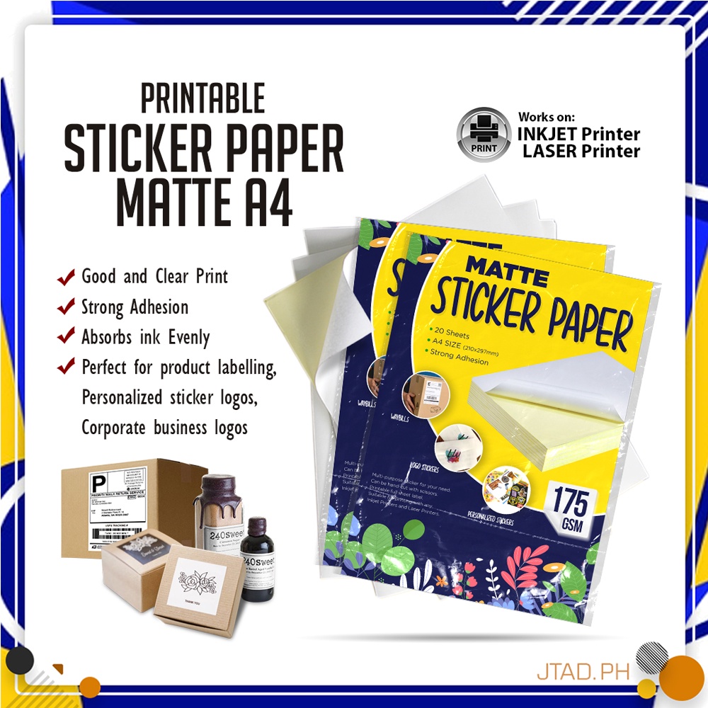 Kraft Sticker Paper A4 Size || Matte Sticker Paper A4 175gsm (20sheet ...