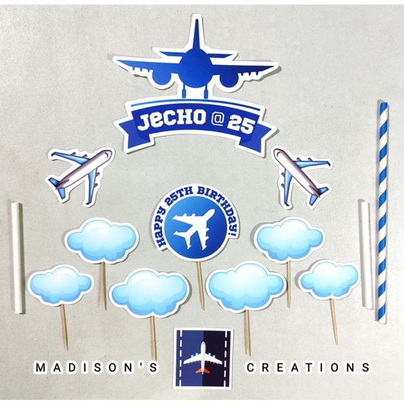 Aircraft Airplane Party Cake Topper/Banner, Backdrop Set (Personalize ...