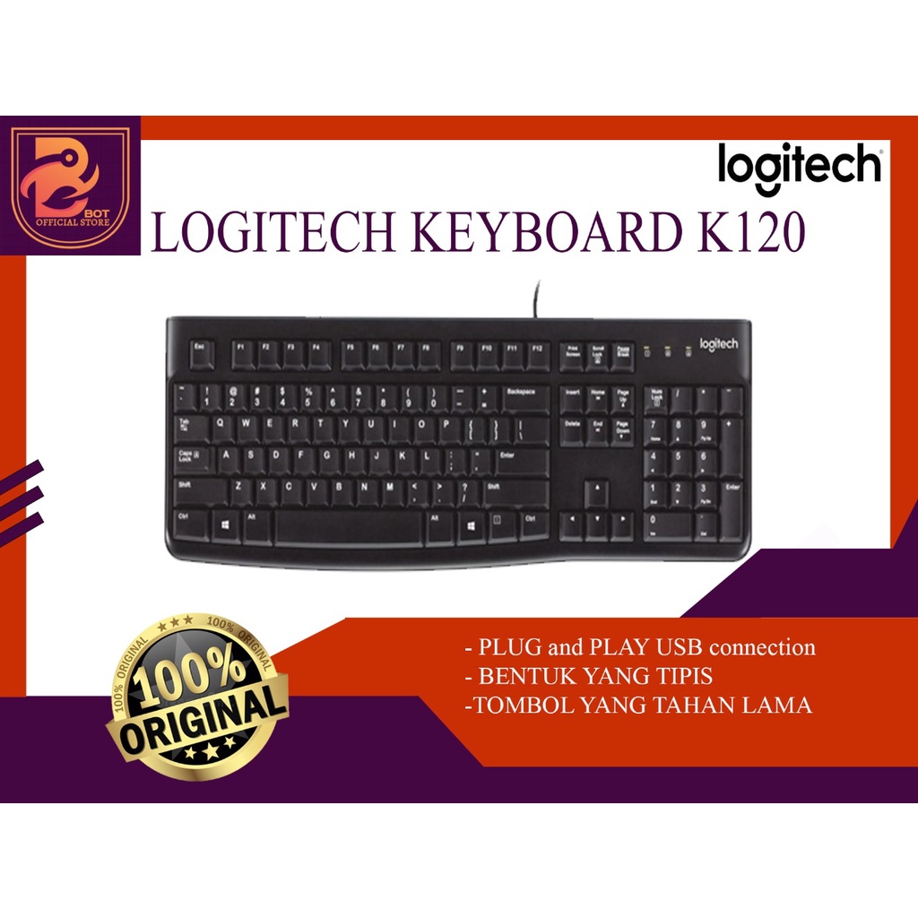 Logitech K120 USB Wired Keyboard Original Official Warranty | Shopee ...