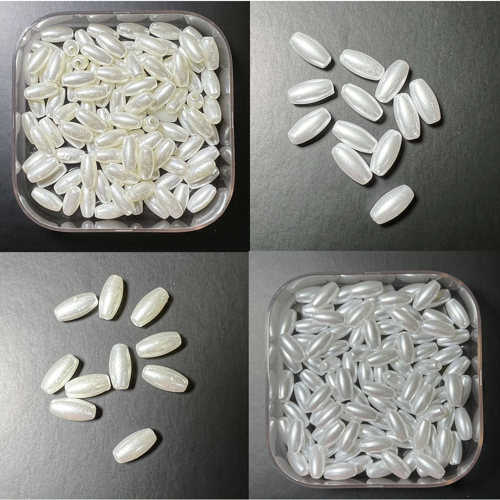 50 pcs 6x10mm Beads Pearl Rice Beads Spacer Bead Charm | Shopee Philippines
