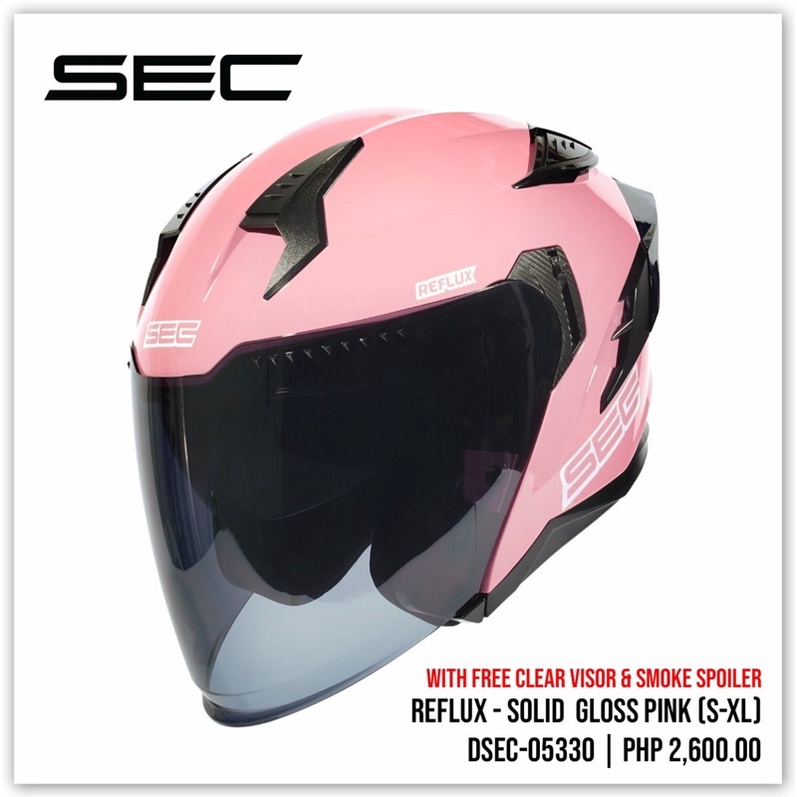 sec reflux half face dual visor helmet with FREE CLEAR LENS & SPOILER ...