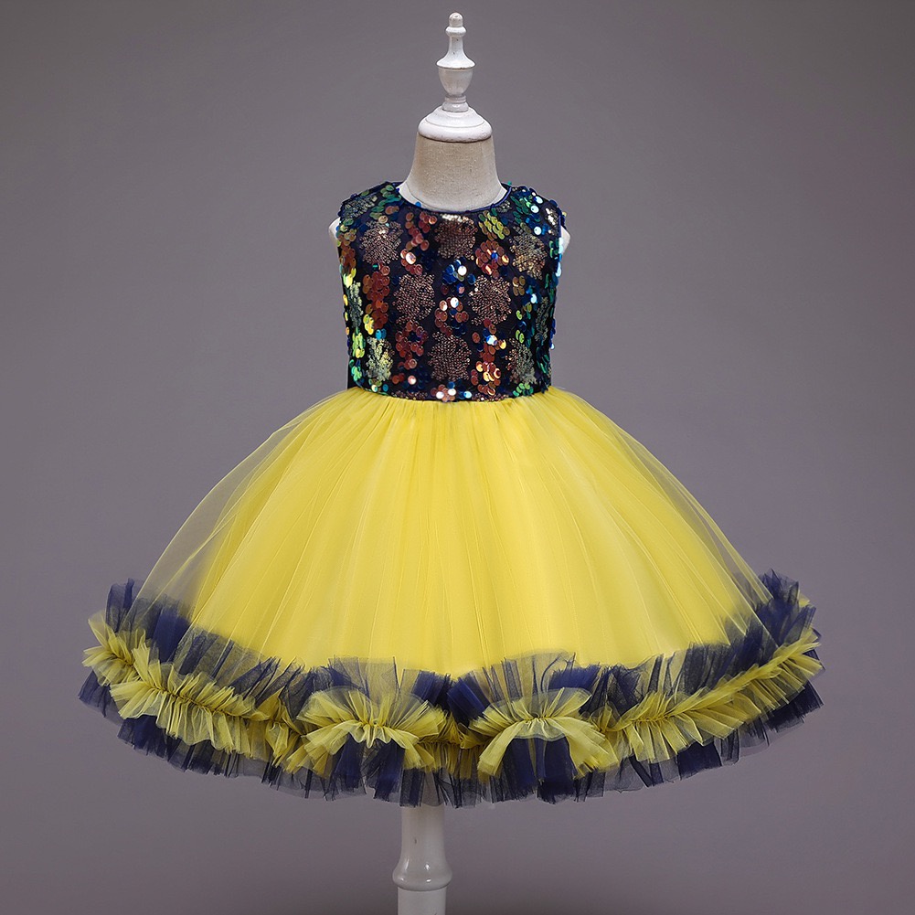 2-10 Kids Knee length Dress Graduation Gown Princess Birthday Dress ...