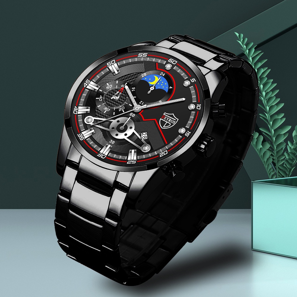 Steel Watch Fashion Men's Calendar Watch Gold Men's Business Quartz ...