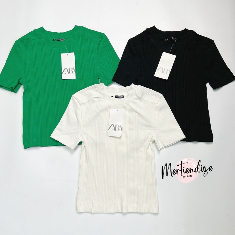 ZARA TEXTURED RIBBED TSHIRT | Authentic Overruns | Shopee Philippines