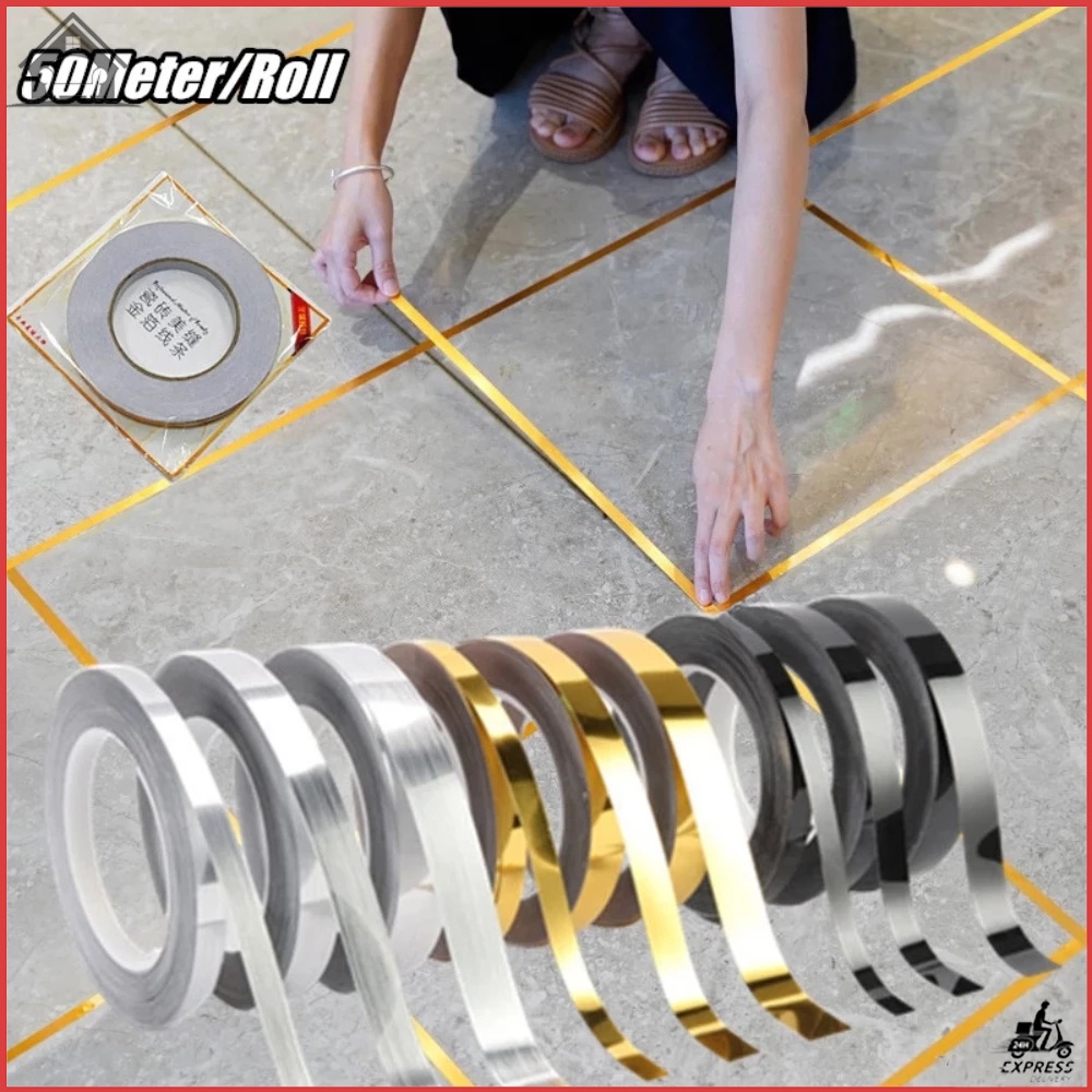 50M Floor Tile Gap Tape Wall Tile Strip Seam Sticker Copper Foil ...