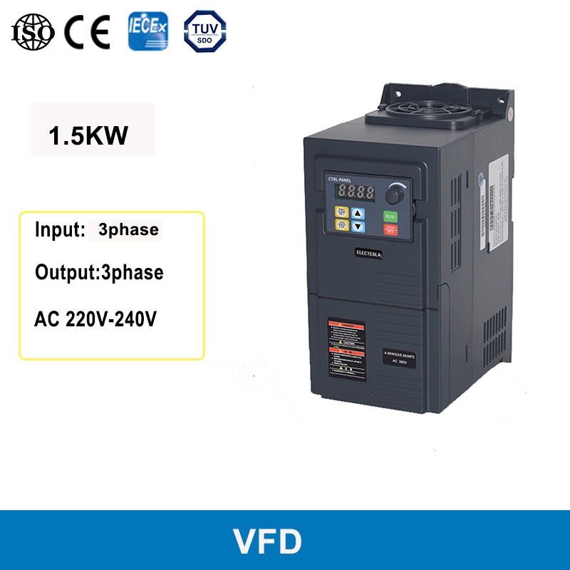 VFD Inverter Three Phase to Three Phase 220V 0.75KW/1.5KW/2.2KW/3KW/4.4KW/5.5KW Power Motor ...
