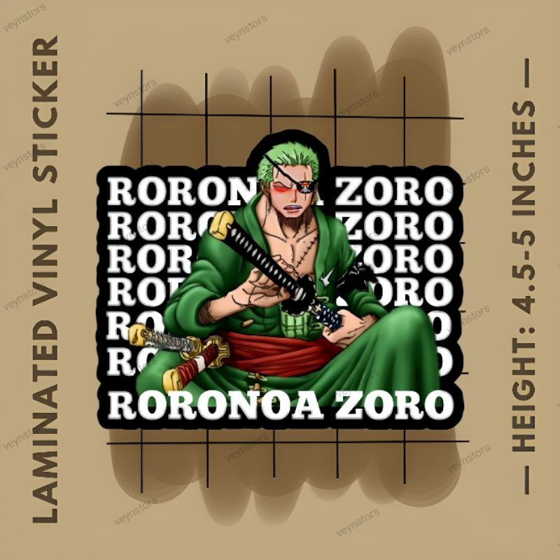 ONE PIECE ZORO PEEKER LAMINATED VINYL STICKER FOR AQUAFLASK/TUMBLER ...