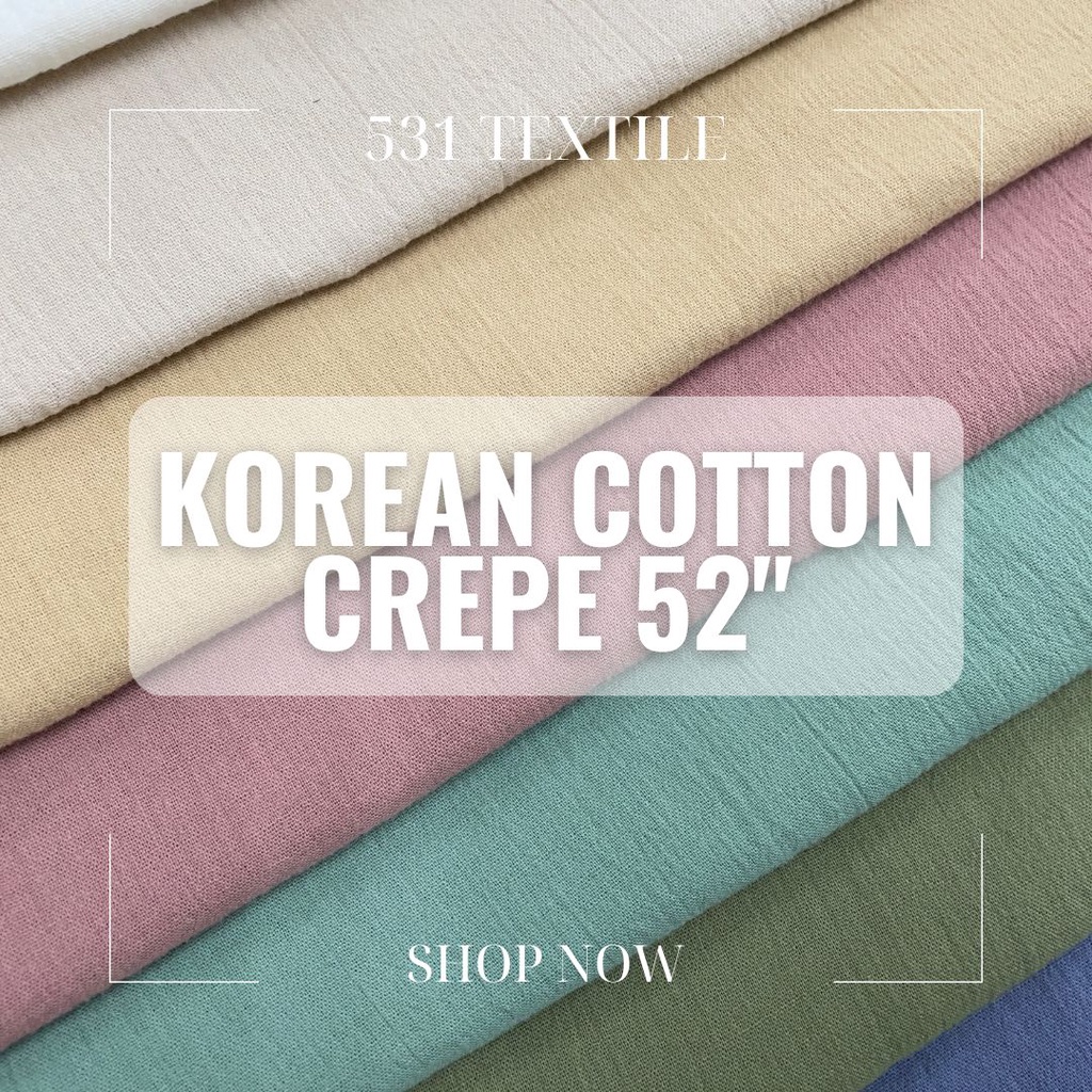 (NEW) KOREAN 100% COTTON CREPE FABRIC / TELA 52" FOR CASUAL SUMMER ...