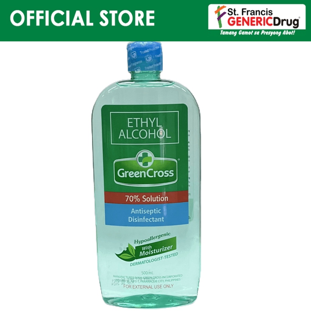 Green Cross Ethyl Alcohol 70% with Moisturizer 500 mL | Shopee Philippines
