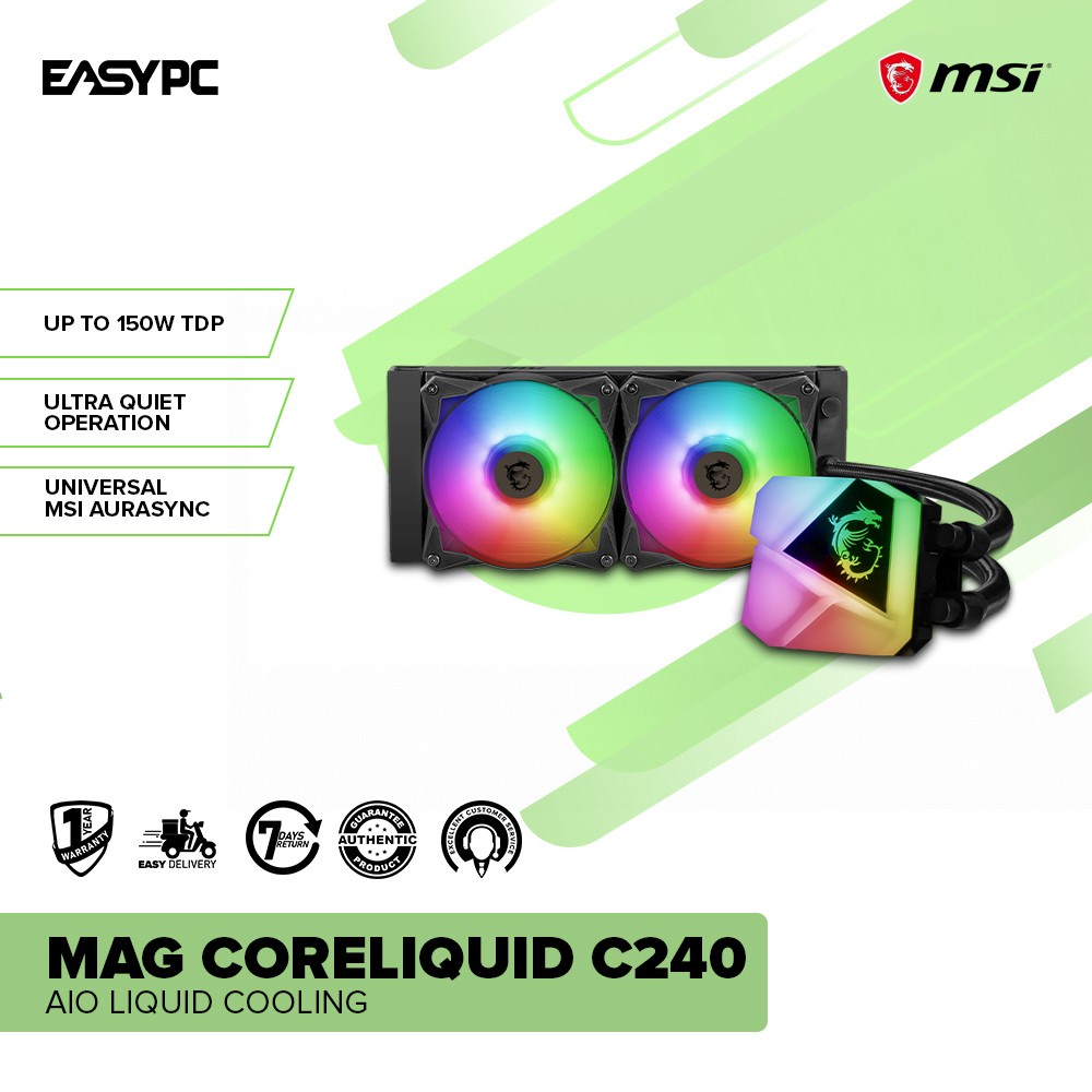 EasyPC | MSI MAG CORELIQUID C240 AIO cpu liquid cooling| Radiator Pump ...