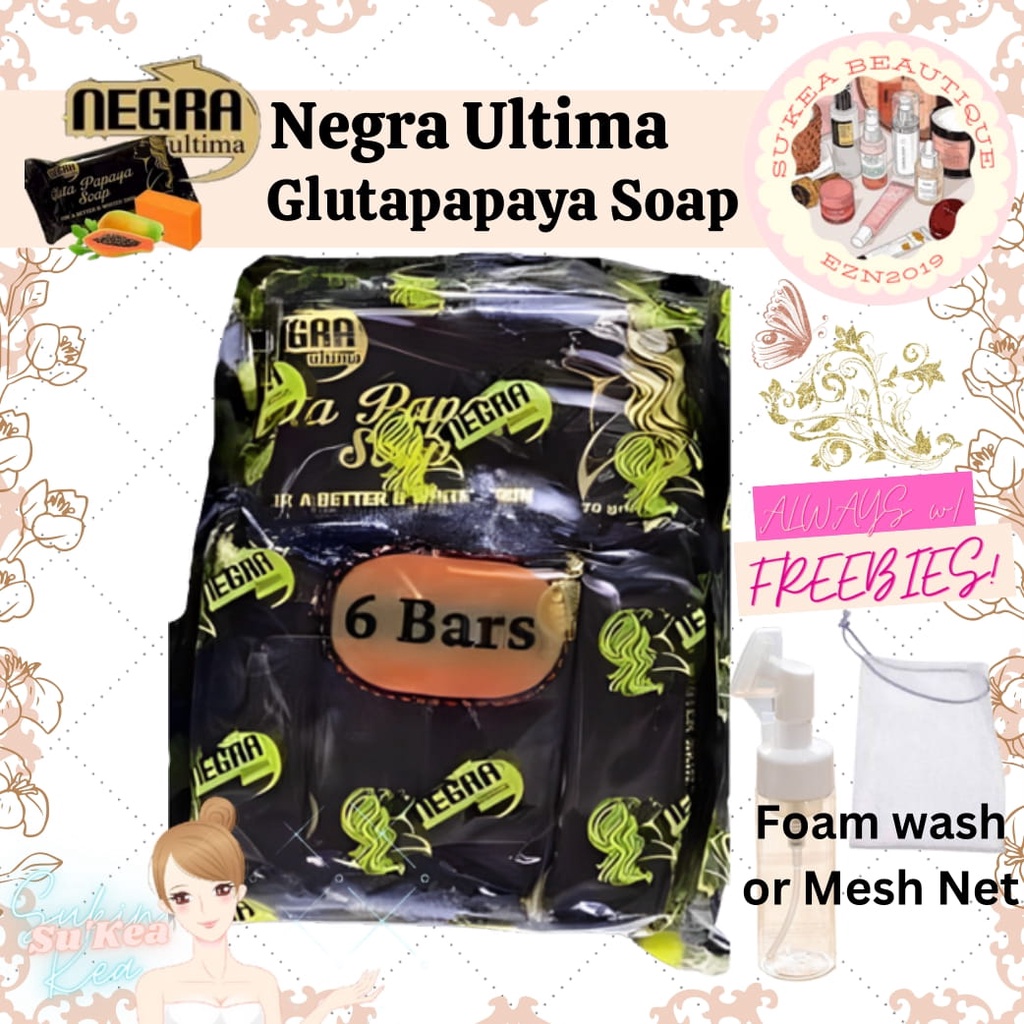 NEGRA Ultima Gluta Papaya with foaming Bot and Mesh net Soap 1 pack (6 ...