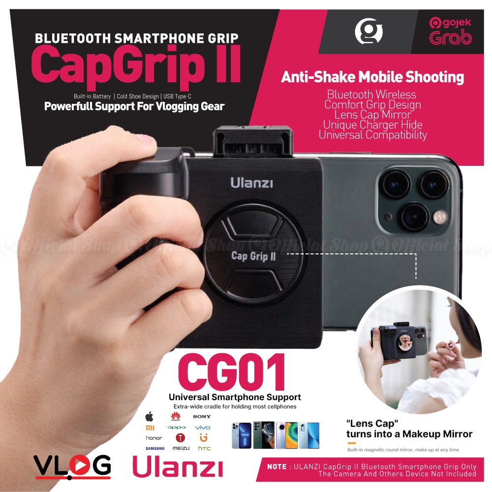 Ulanzi CG01 CapGrip (ver.2) Bluetooth Smartphone HP Universal Handle ...