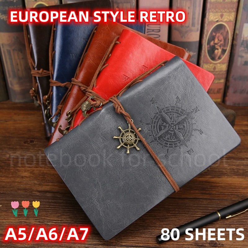 A5/A6/A7 Refillable PU Leather Creative Retro Strap Notepad Blank Kraft ...