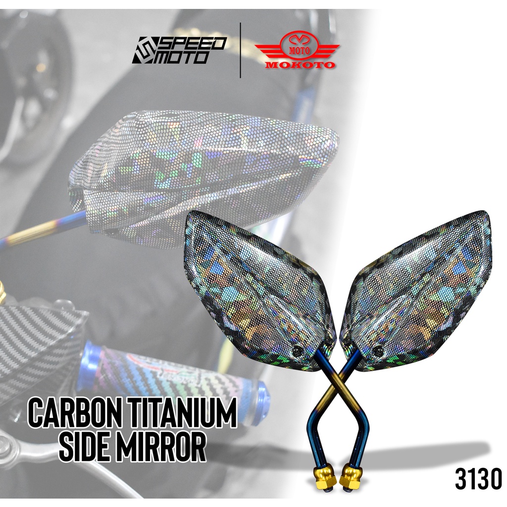 MOKOTO CARBON RAINBOW TITANIUM 3130 SIDE MIRROR SHORT STEM FOR HONDA ...