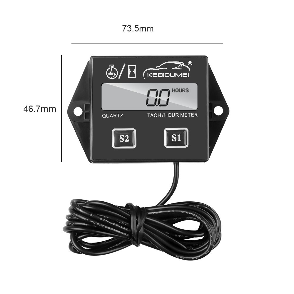 Kebidumei Digital Engine Tach Hour Meter Waterproof Tachometer Gauge ...