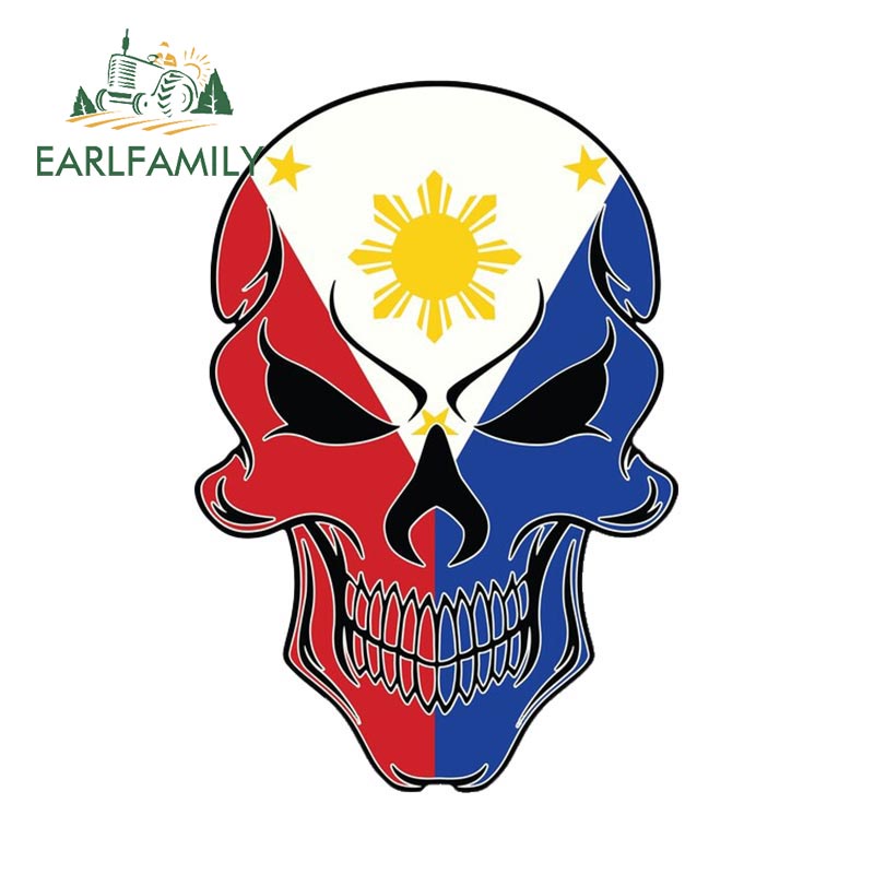 EARLFAMILY 13cm x 8.8cm Philippines Filipino Flag Skull Car Stickers ...