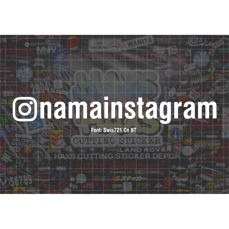 Cutting Custom Instagram Name Sticker Swiss Font Size 2.5 Cm Height ...