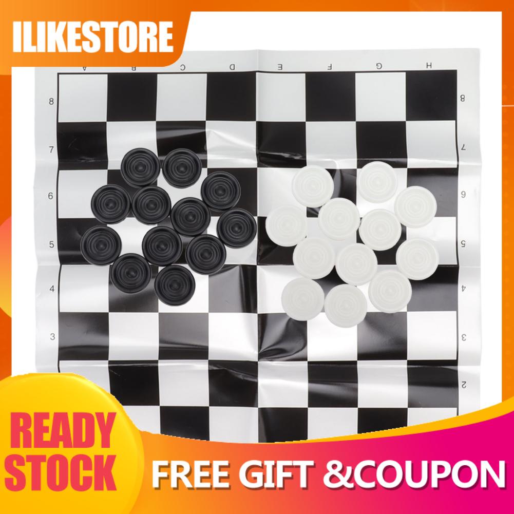 Ilike Checkers Set Black White Pieces Draughts Board Game With Box For ...