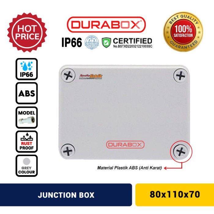 Junction Box Plastic Panel 80x110 x 70 mm Durabox ORIGINAL - | Shopee ...