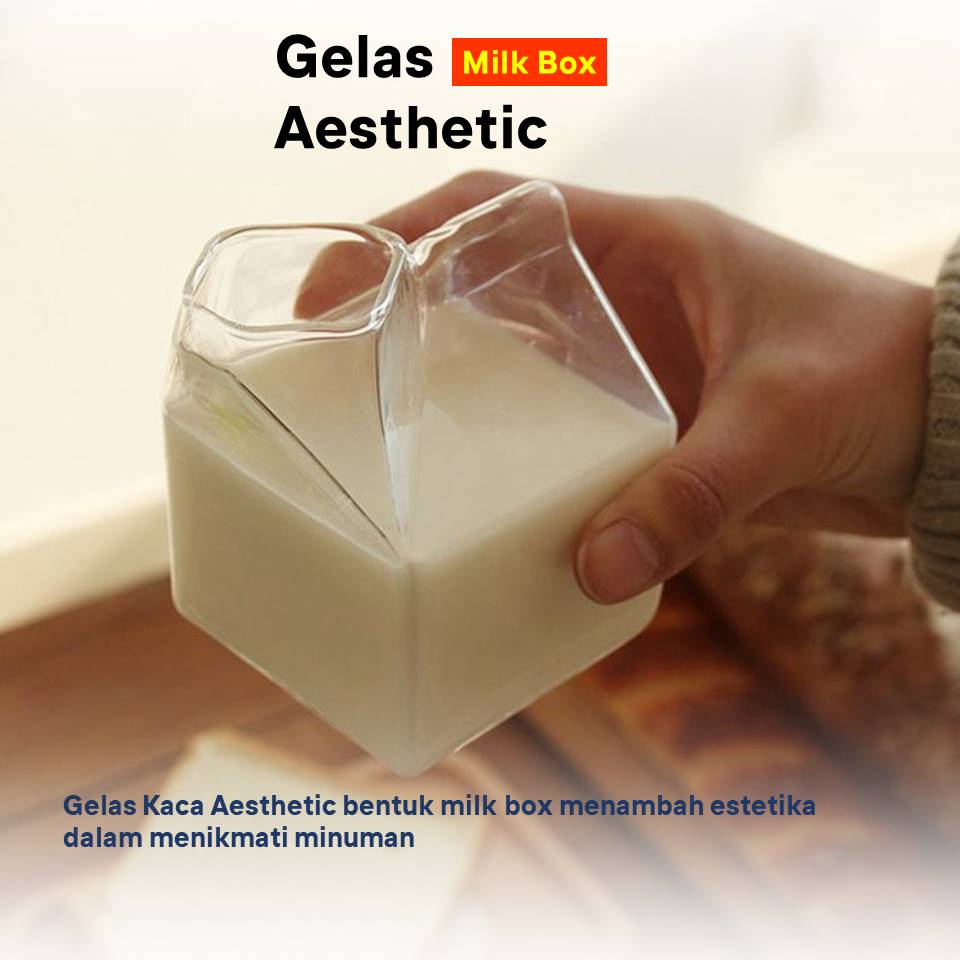 Aesthetic Glass Cup Shape Milk box Milk box Good Morning Milk box For ...