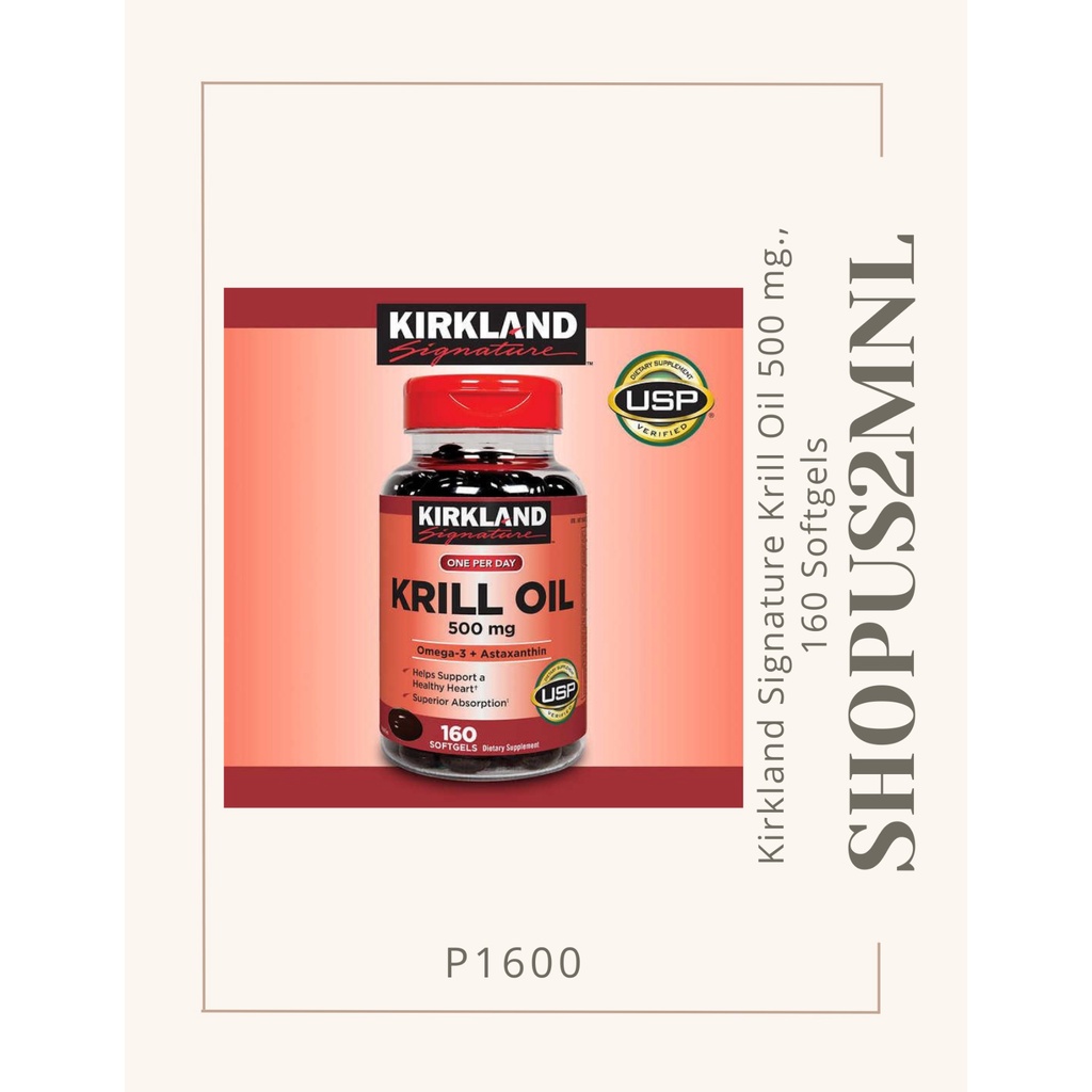 Kirkland Signature Krill Oil 500 mg., 160 Softgels | Shopee Philippines