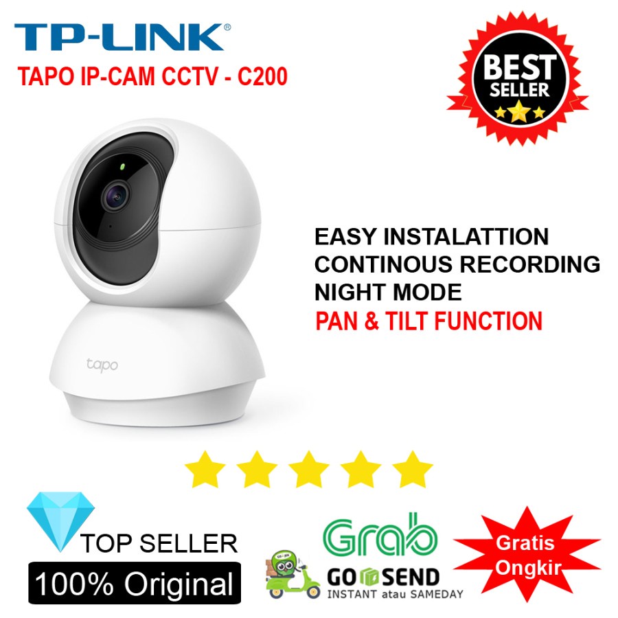 Tp-link IP Camera CCTV 1080P Night Vision Pan Tilt - Tapo C200 - White ...